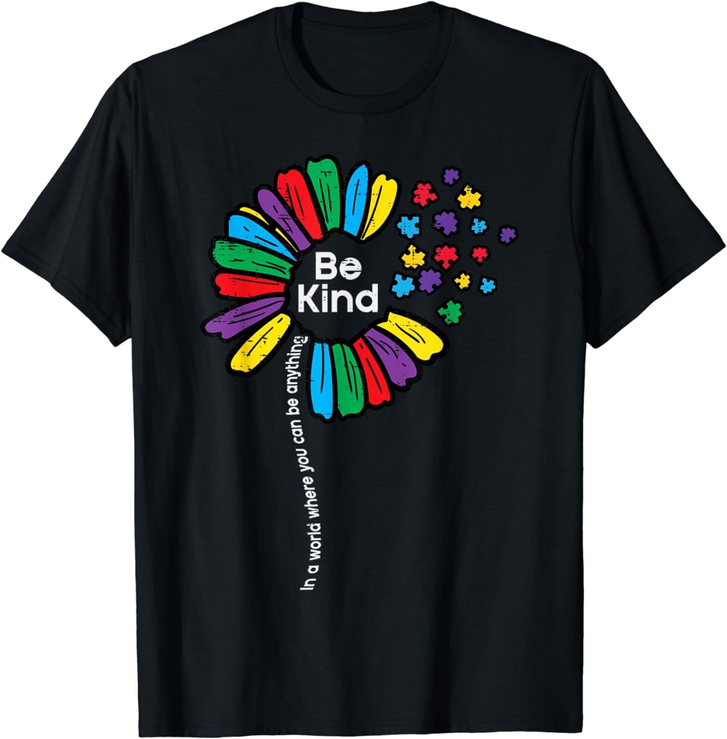 Autism Awareness Be Kind Flower Puzzle ASD Women Girls Kids T-Shirt ...