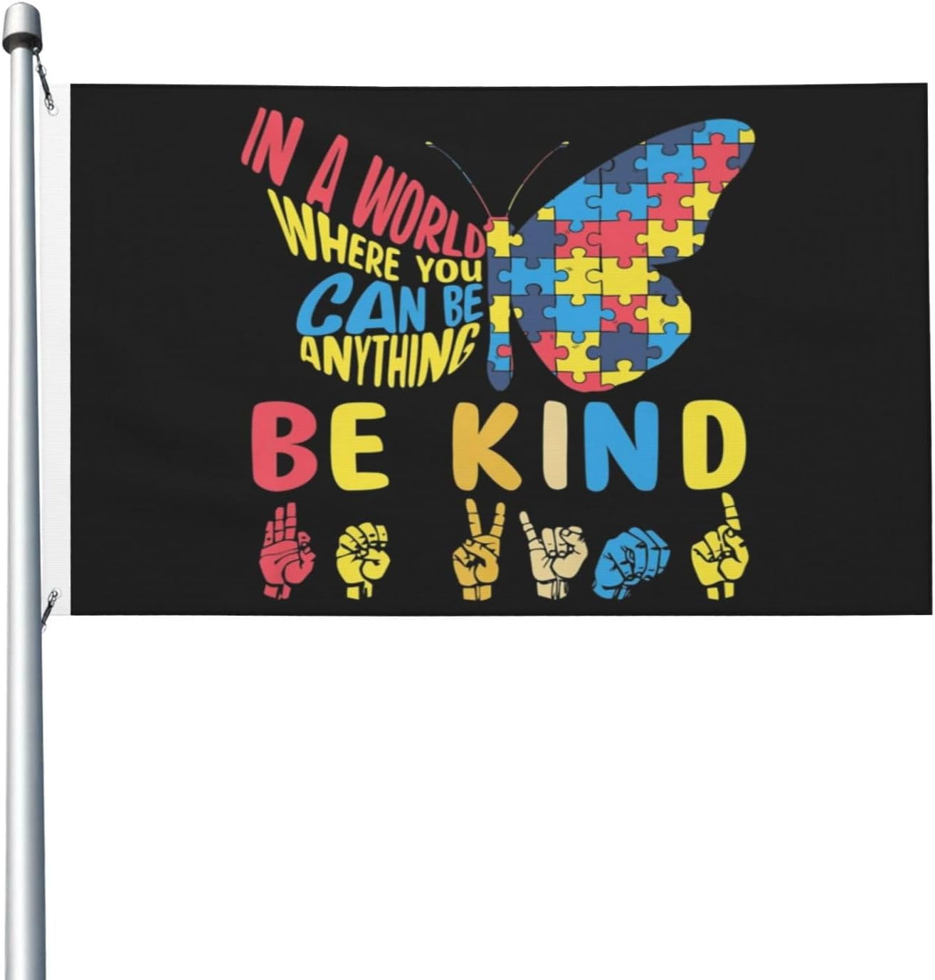 Autism Awareness Be Kind Kindness Flags Outdoor Double Sided Flag ...