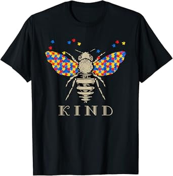 Autism Awareness Bee Kind Puzzle Pieces T-Shirt, Vintage Birthday Gift ...