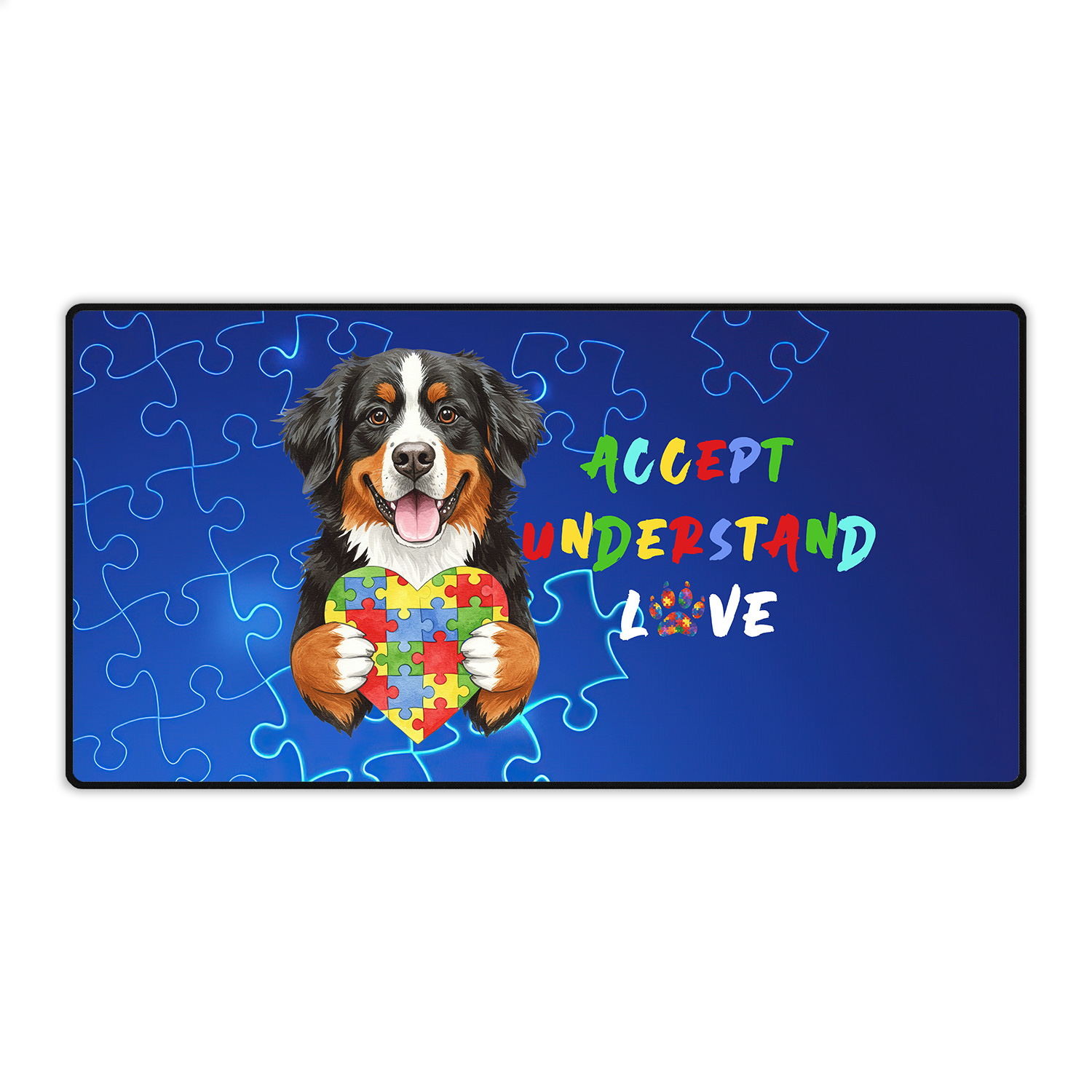 Autism Awareness Bernese Mountain Dog Accept Understand Love Desk Mat ...