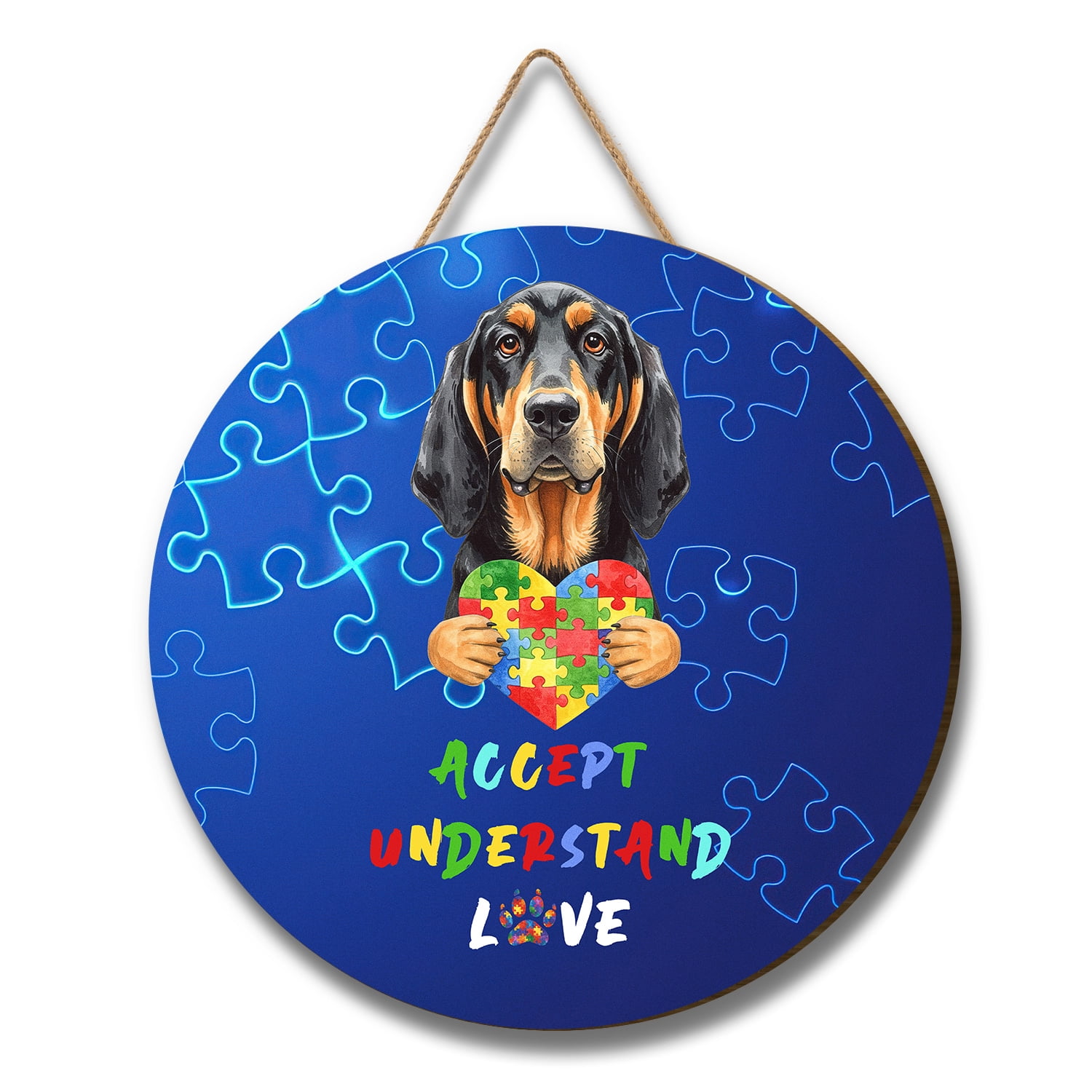 Autism Awareness Bloodhound Accept Understand Love Round Wood Sign Dog ...