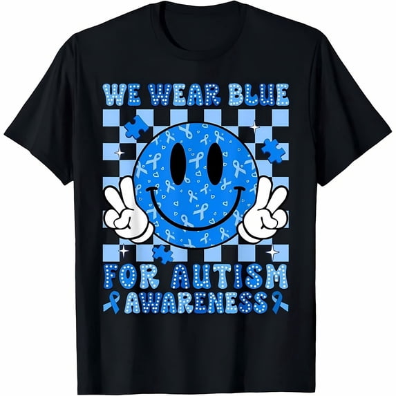 Autism Awareness Blue T-Shirt Smiley Design For April Events - Walmart.com