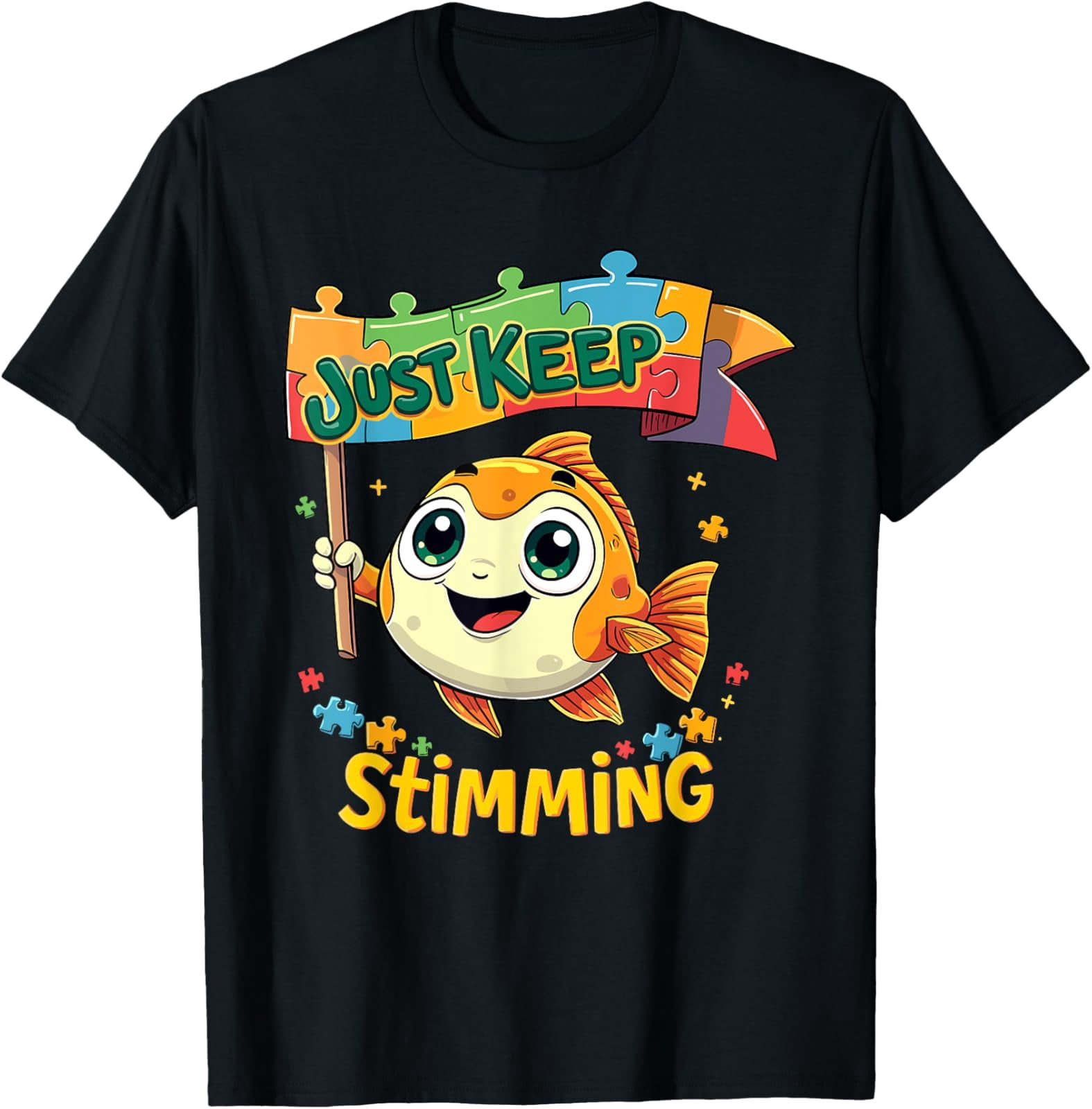Autism Awareness Blue Tang Fish Just Keep Stimming T-Shirt Unisex Full ...