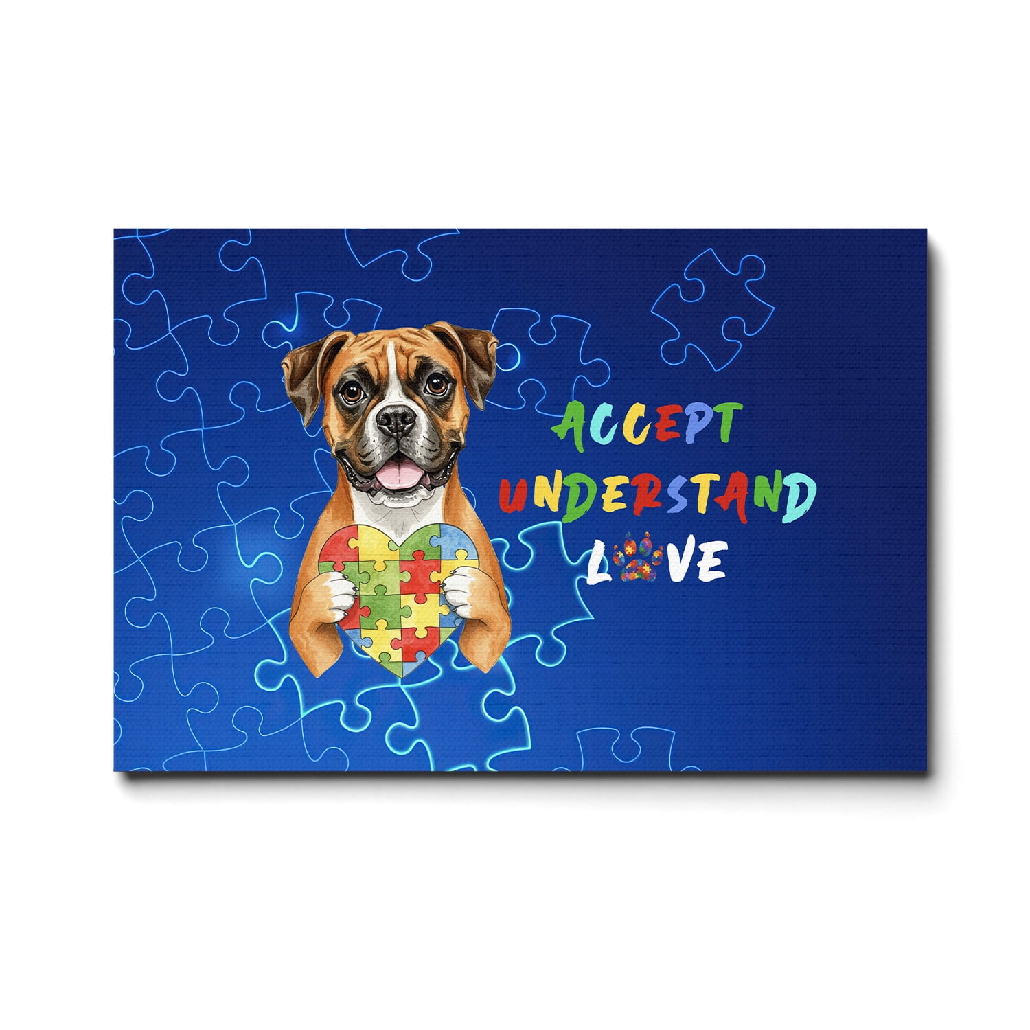 Autism Awareness Boxer Accept Understand Love Horizontal Matte Canvas ...