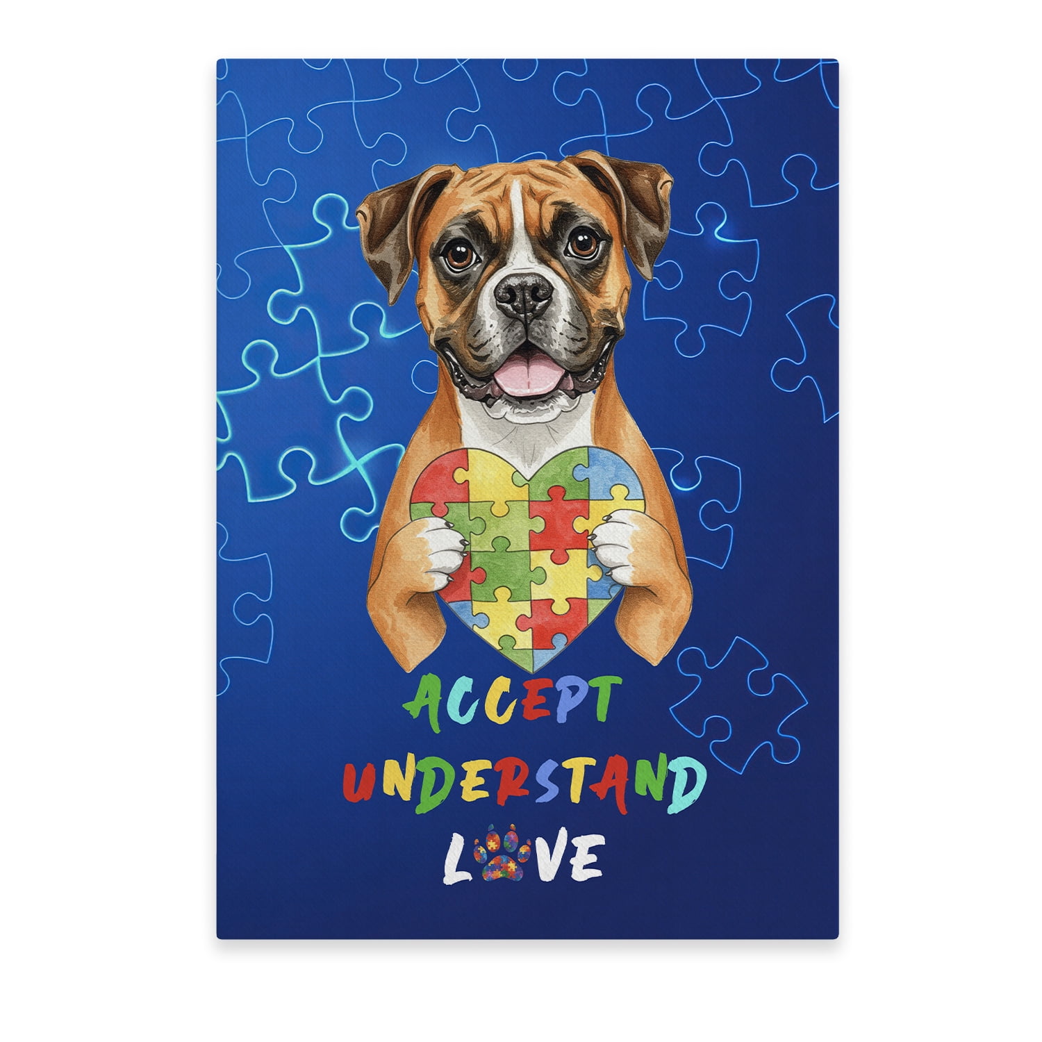 Autism Awareness Boxer Accept Understand Love Vertical Matte Canvas ...