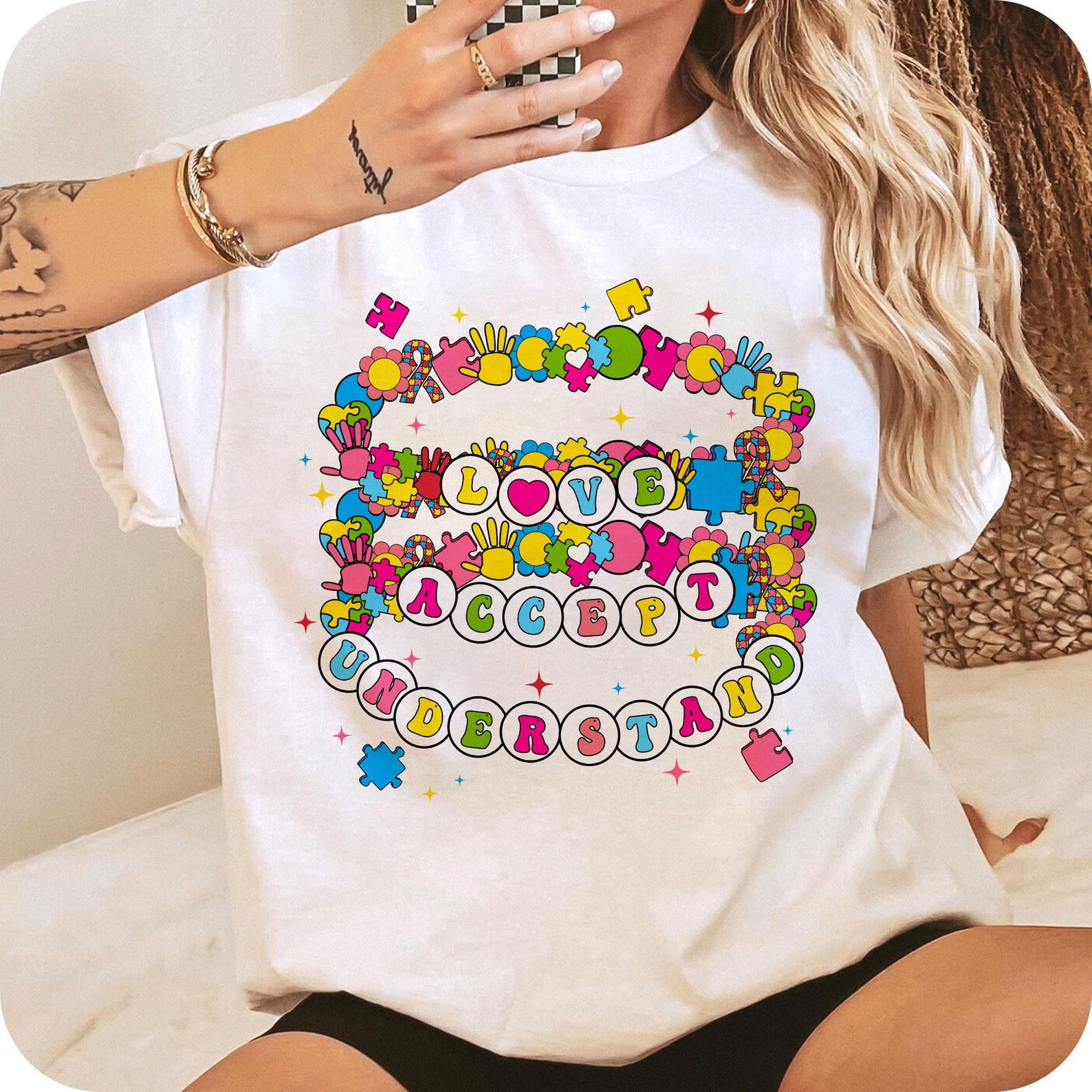 Autism Awareness Bracelet Shirt, Retro Bow Autism Tee, Special ...