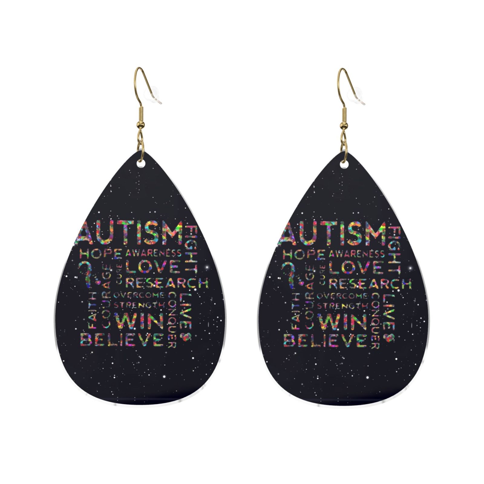 Autism Awareness Breast Cancer Teardrop Earrings Acrylic Colorful ...