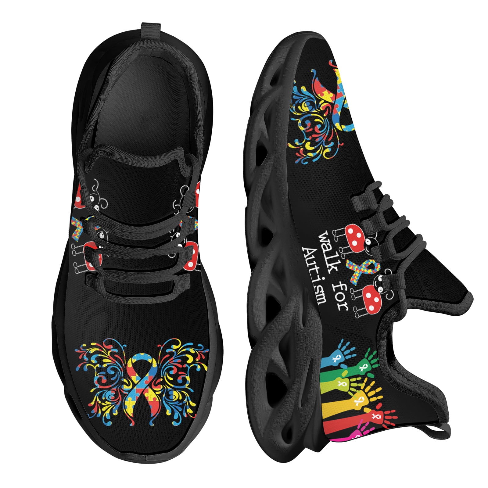 Autism Awareness Butterflies Design Walking Sneakers Women Comfort Non ...