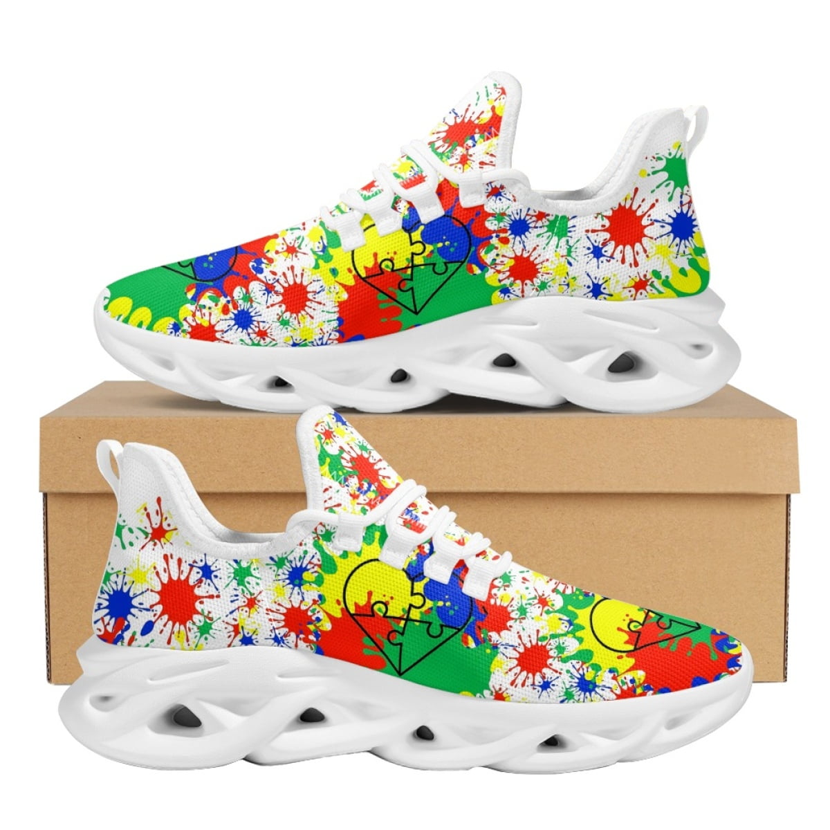 Autism Awareness Cancer Runing Shoes Round Toe Platform Sneakers ...