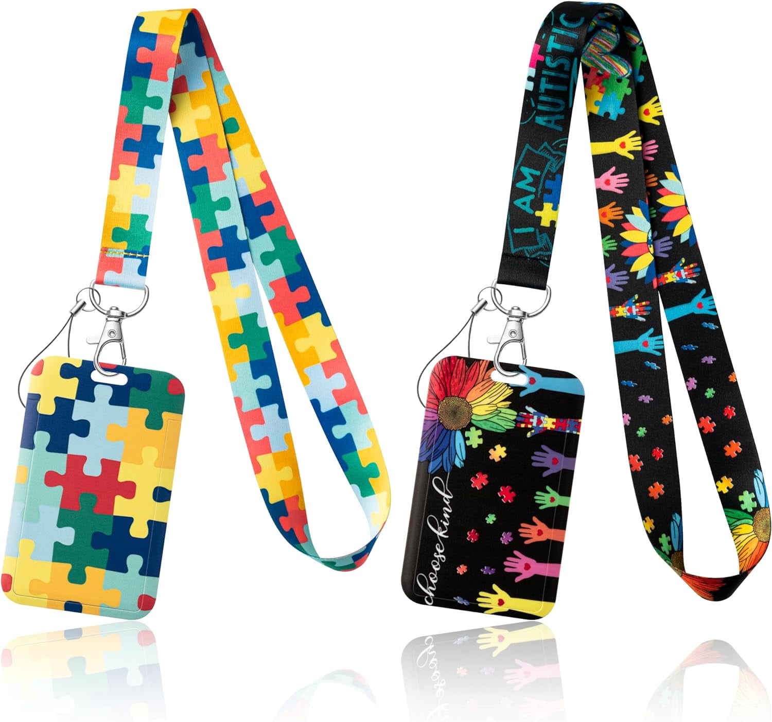 Autism Awareness Card Holder - 2 Set Lanyard with ID Card Badge Holder ...