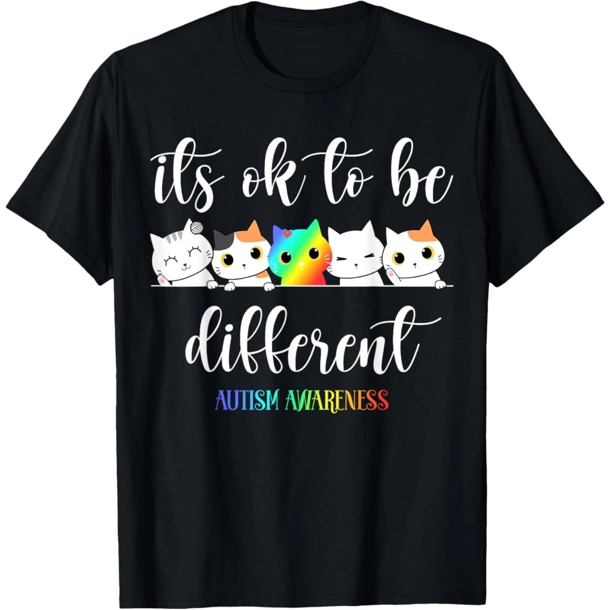 Autism Awareness Cat It's Ok To Be Different Funny Unisex T-Shirt ...