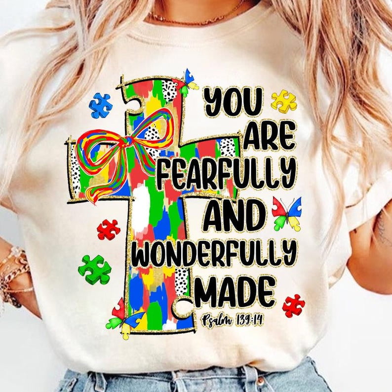 Autism Awareness Christian Cross Shirt, Autism Bow Shirt, Autism ...