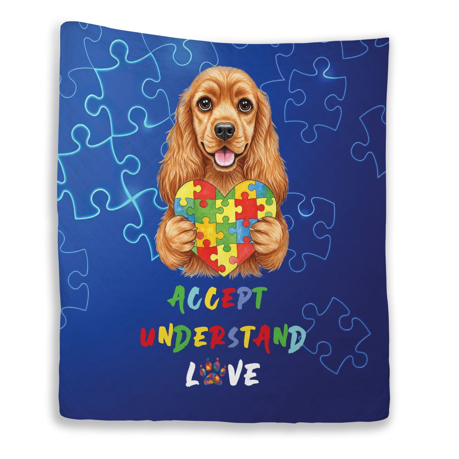 Autism Awareness Cocker Spaniel Accept Understand Love Quilt Blanket ...