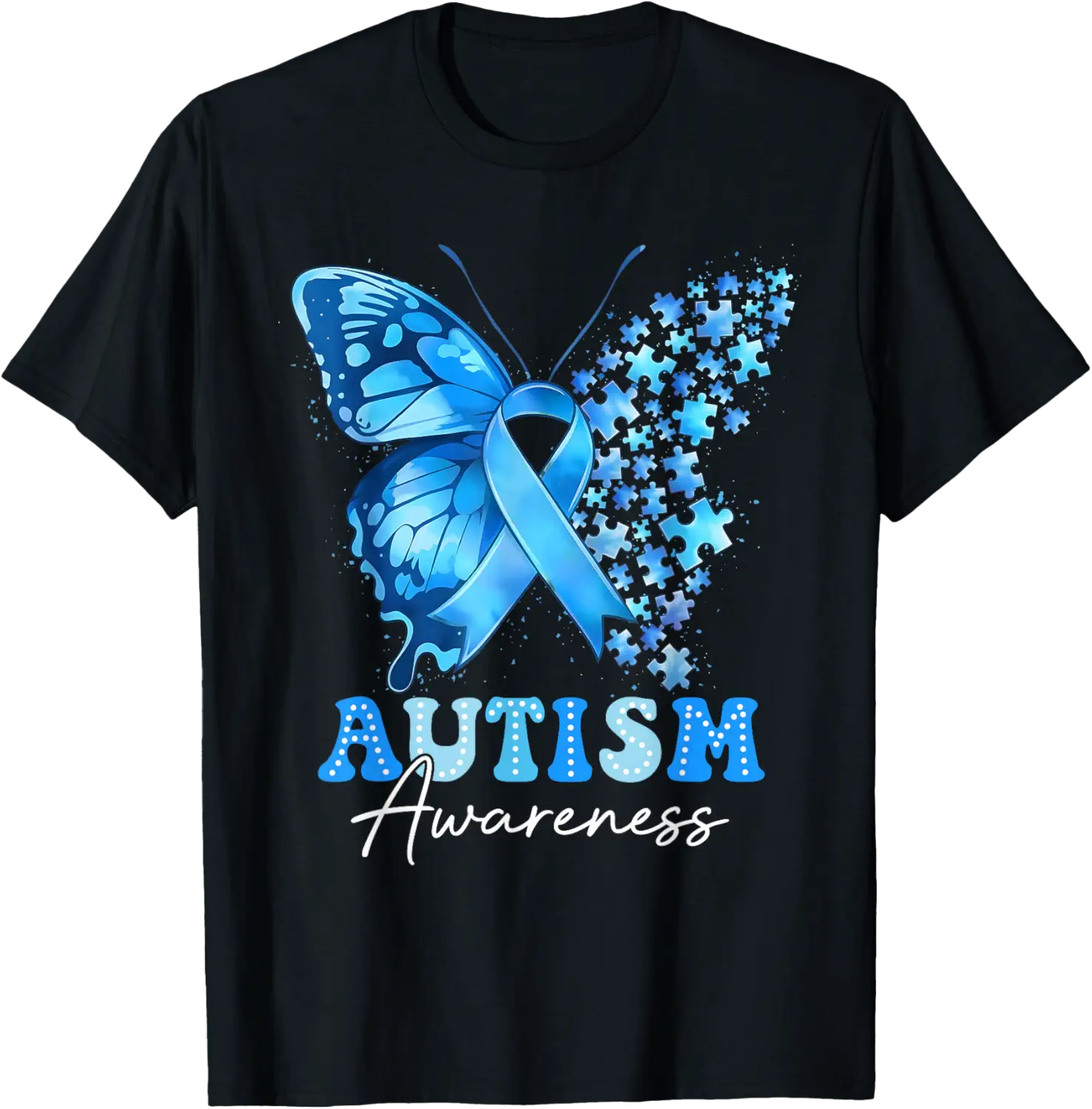 Autism Awareness Colorful Butterfly Puzzle Women Girls T-Shirt ...