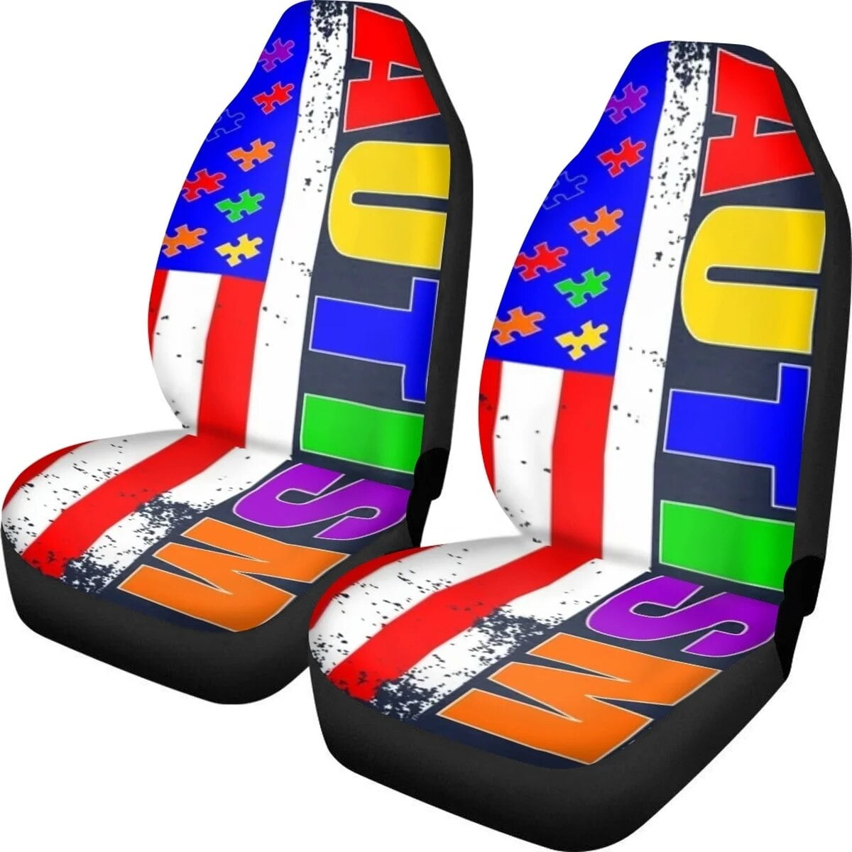 Autism Awareness Colorful Car Front Seats Only Heavy-Duty Universal Fit ...