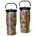 Autism Awareness Colorful Puzzle Piece 30oz Skinny Stainless Steel ...