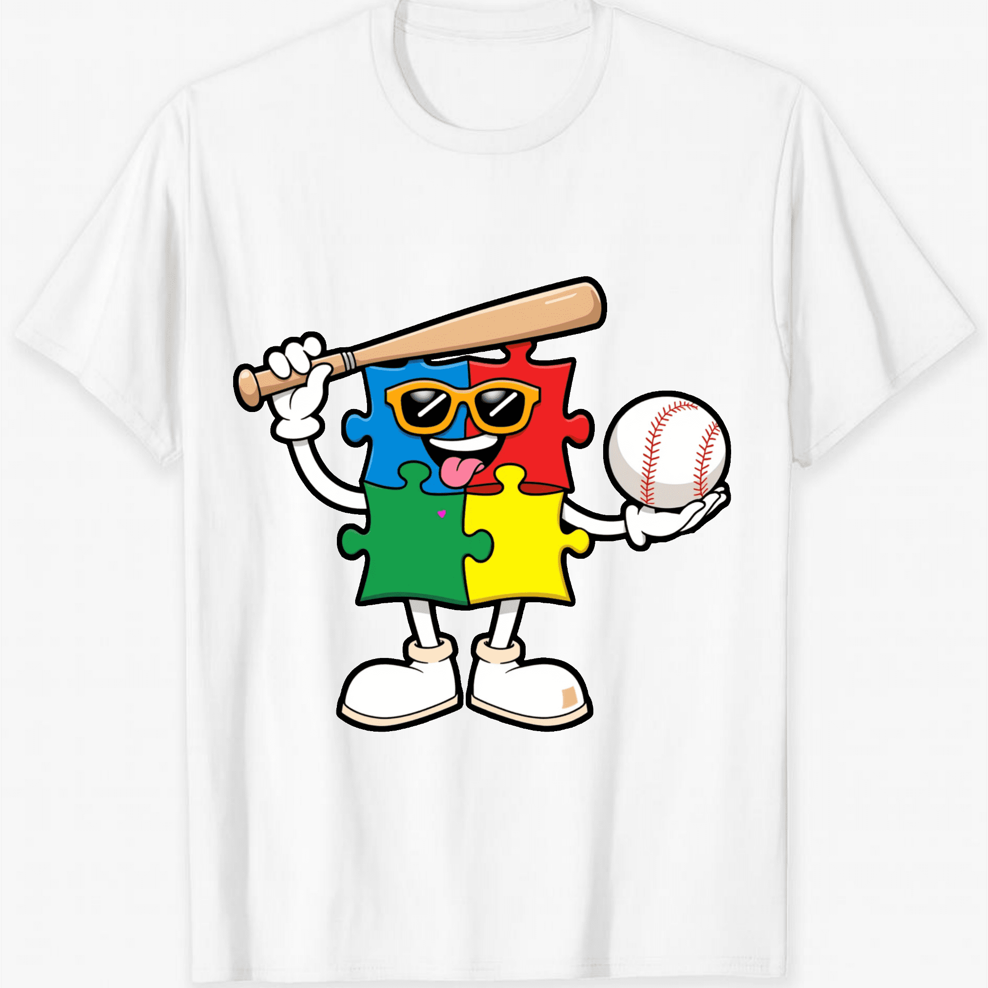 Autism Awareness Cool Puzzle Athlete Graphic Short Sleeve T-Shirt for ...