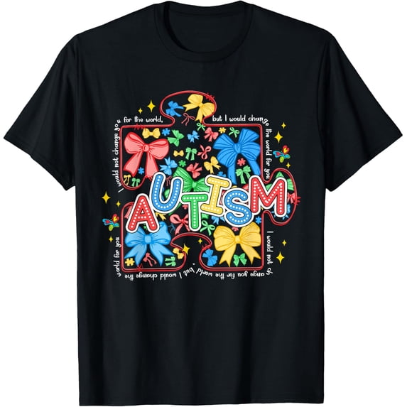 Autism Awareness Coquette Bow Autism Awareness Puzzle Women T-Shirt ...