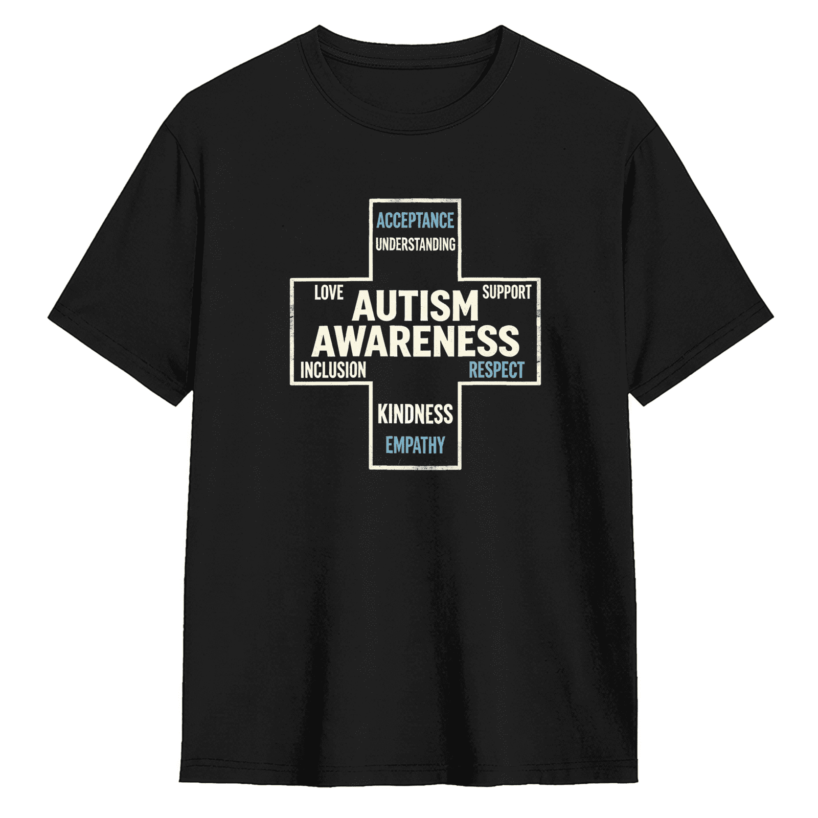 Autism Awareness Cross Text Accept Support Retro Graphic Tee for Men ...