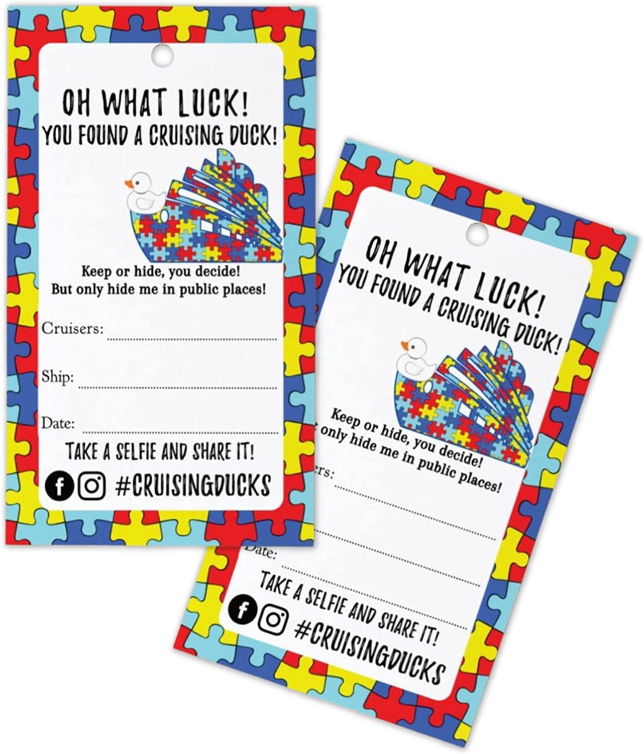 Autism Awareness Cruising Duck Tags, 30 Pack of 2x3.5" Physical Printed ...