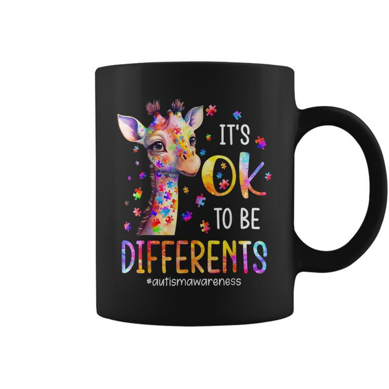 Autism Awareness Cute Giraffe Animal Its Ok To Be Different Coffee Mugs ...