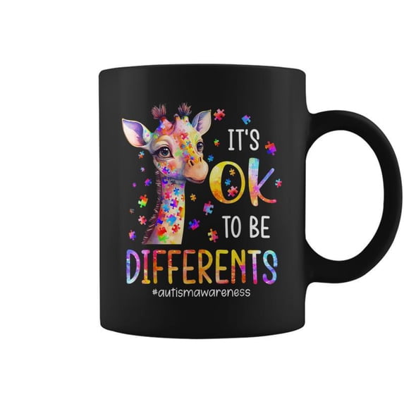 Autism Awareness Cute Giraffe Animal Its Ok To Be Different Coffee Mugs ...
