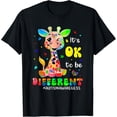 Autism Awareness Cute Giraffe Animal Its Ok To Be Different T-Shirt ...
