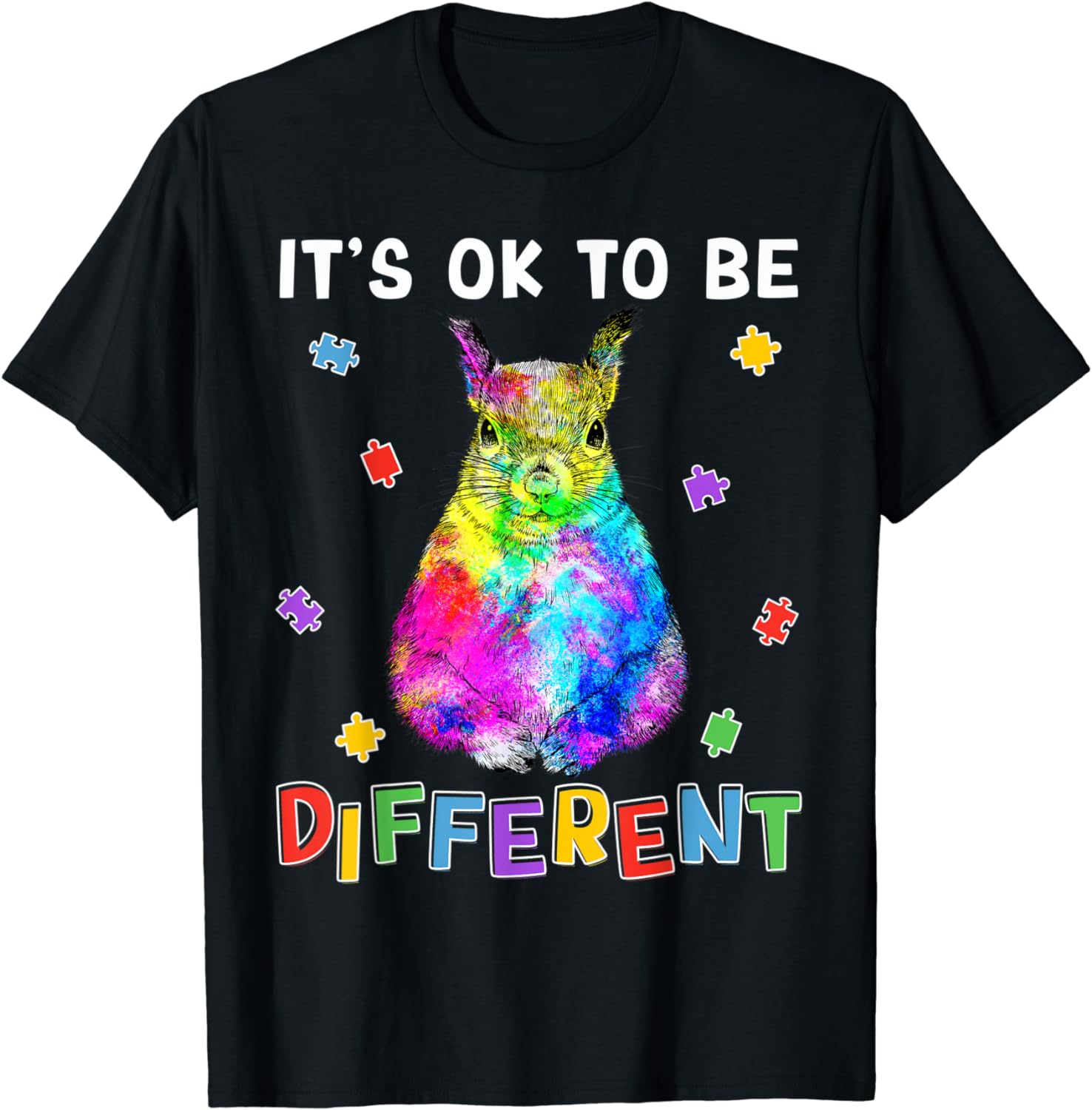Autism Awareness Cute Squirrel It's OK To Be Different T-Shirt ...