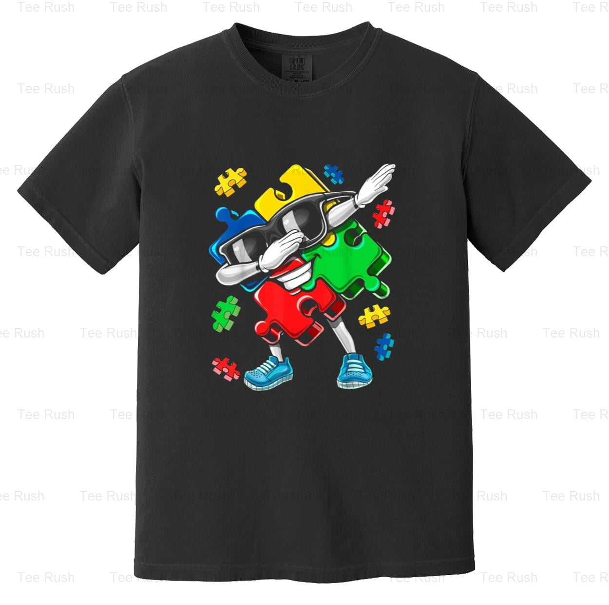Autism Awareness Dabbing Puzzle Piece Funny Gift Support Accept Love ...