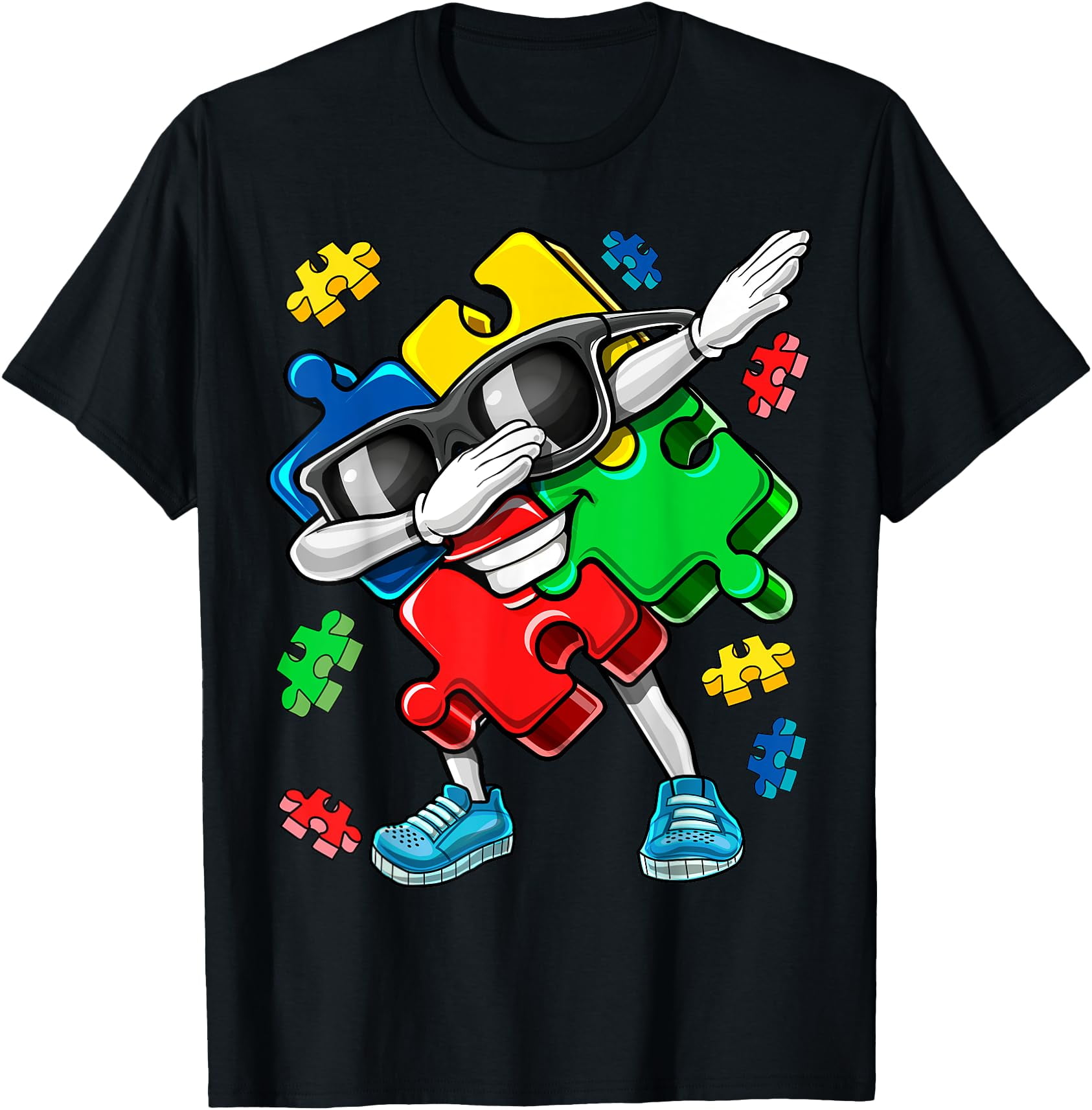 Autism Awareness Dabbing Puzzle Piece Kids Gift Boys T-Shirt,Royal Blue ...