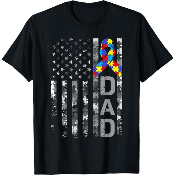Autism Awareness Dad USA Flag Fathers day T-Shirt - Walmart.com