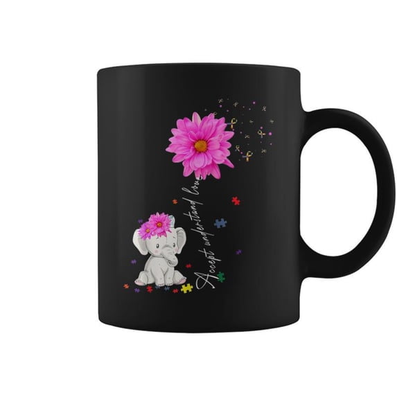 Autism Awareness Daisy Flower Elephant For Mom Women Coffee Mugs ...