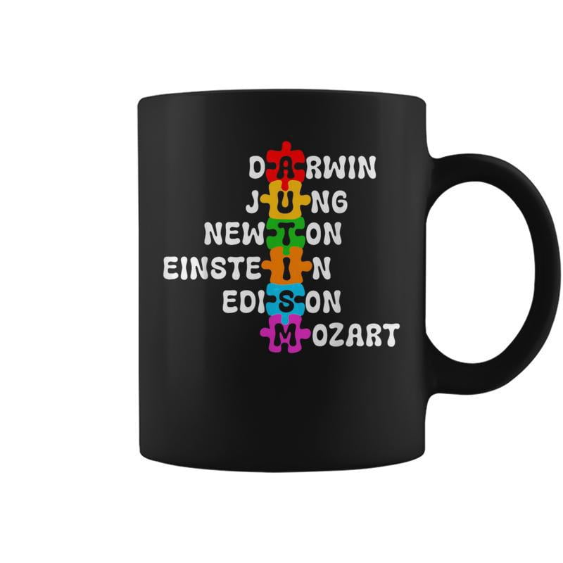 Autism Awareness Darwin Jung Newton Einstein Edison Mozart Coffee Mugs ...