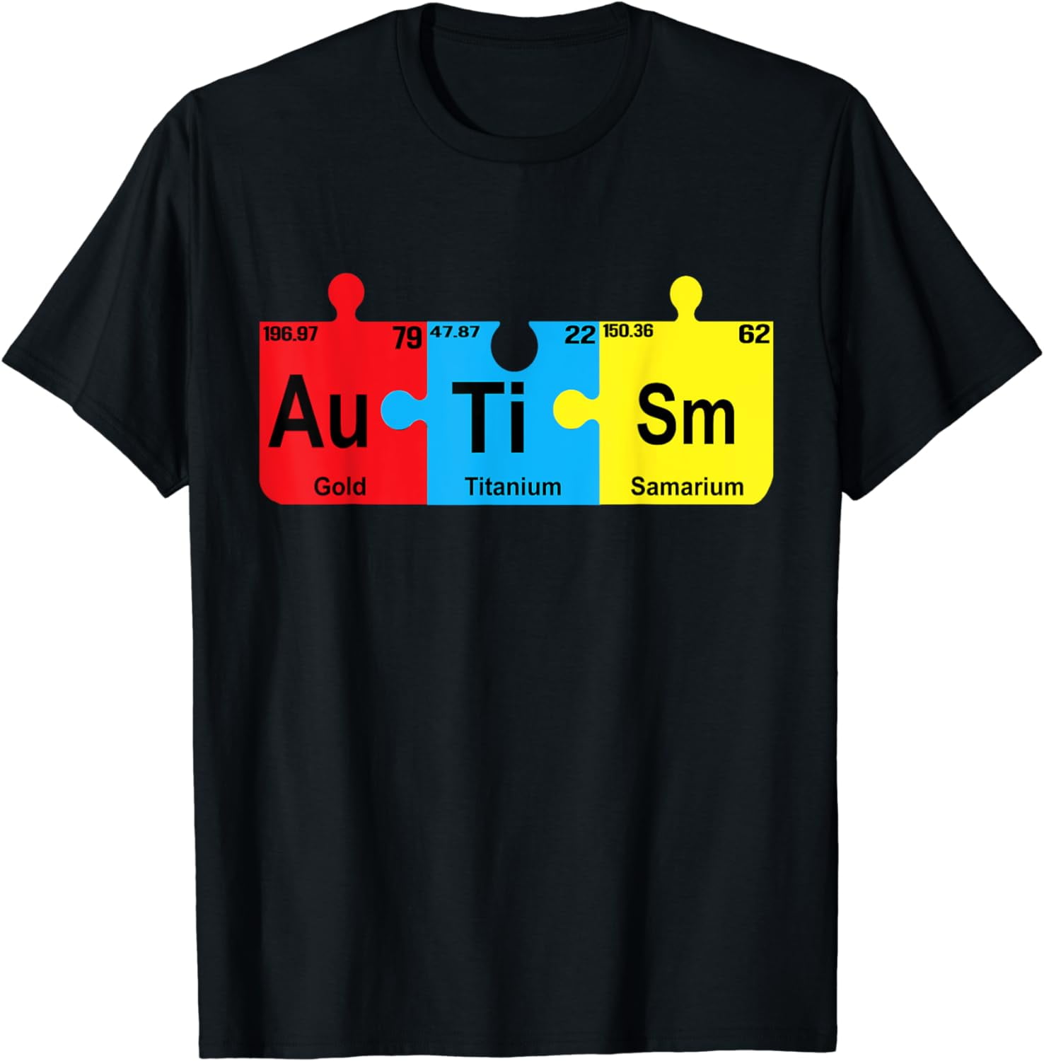 Autism Awareness Day (Au-Ti-SM) Elements Periodic Table T-Shirt ...