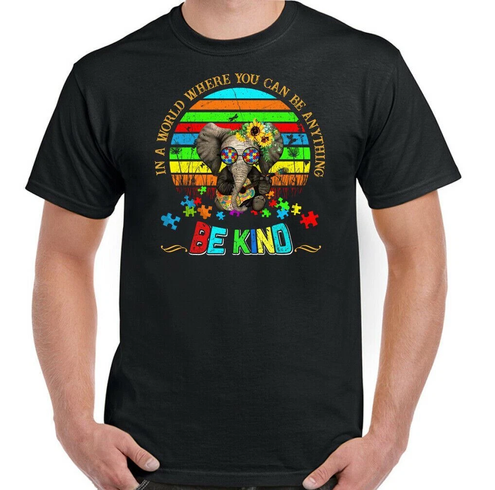 Autism Awareness Day Be Kind Elephant Autistic Art Unisex T-Shirt, up ...