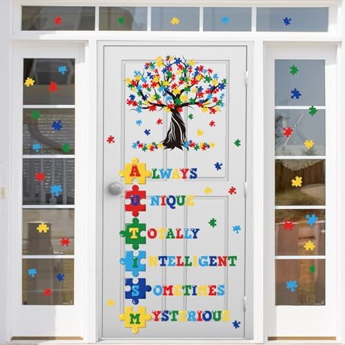 Autism Awareness Day Inspirational Wall Decal Sticker,Puzzle Piece Tree ...