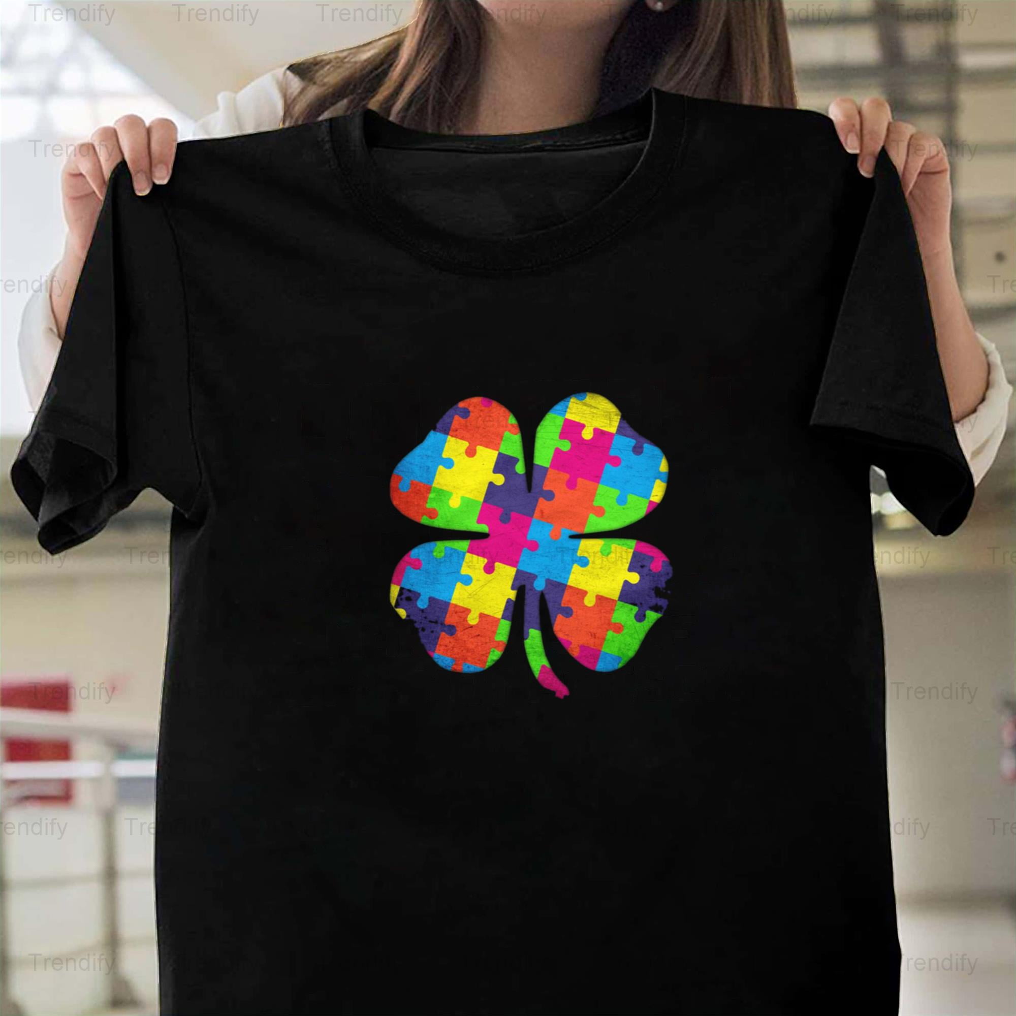 Autism Awareness Day Irish Shamrock Autism Puzzle Autistic H38890 T ...