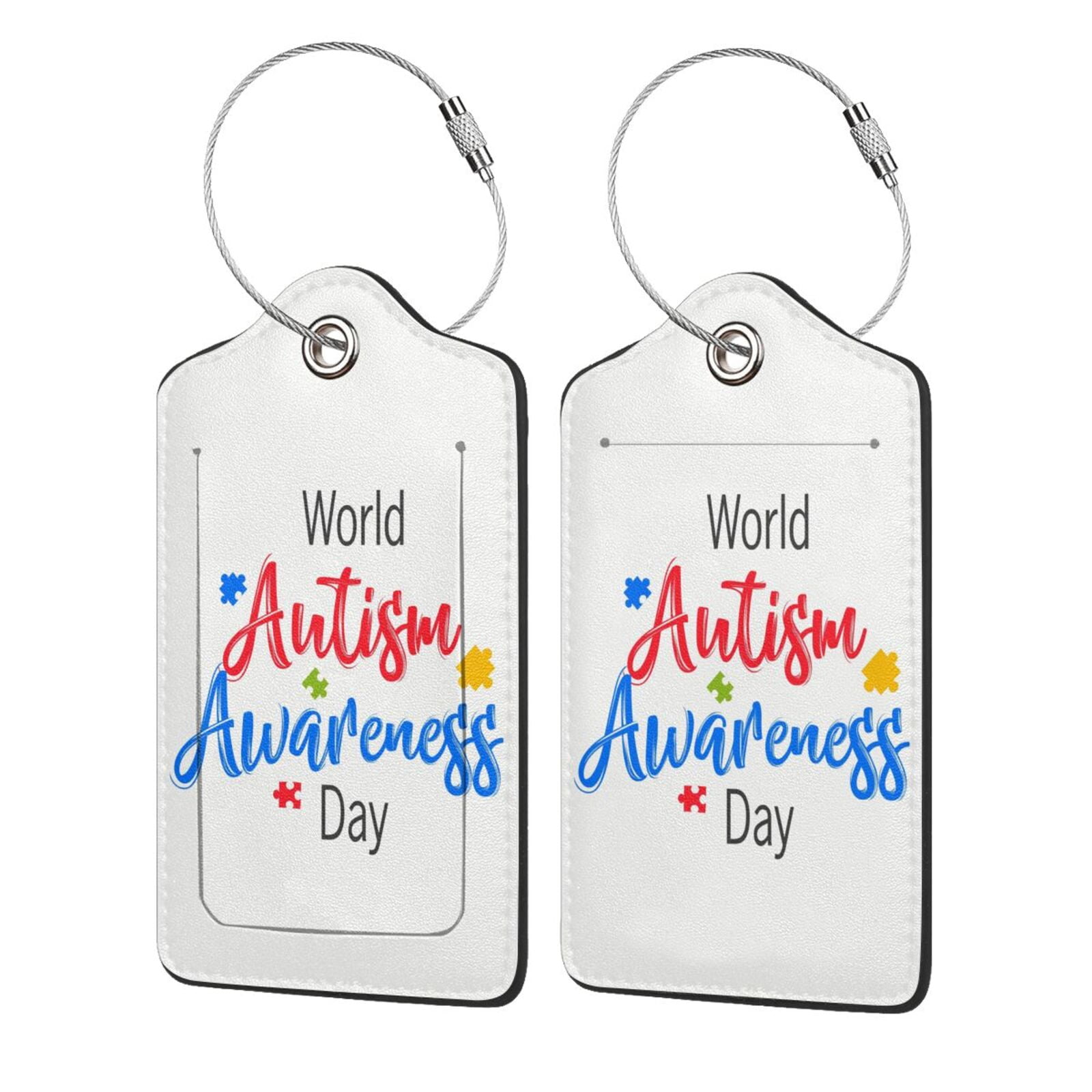 Autism Awareness Day Luggage Tags for Suitcase PU Privacy Cover ID ...