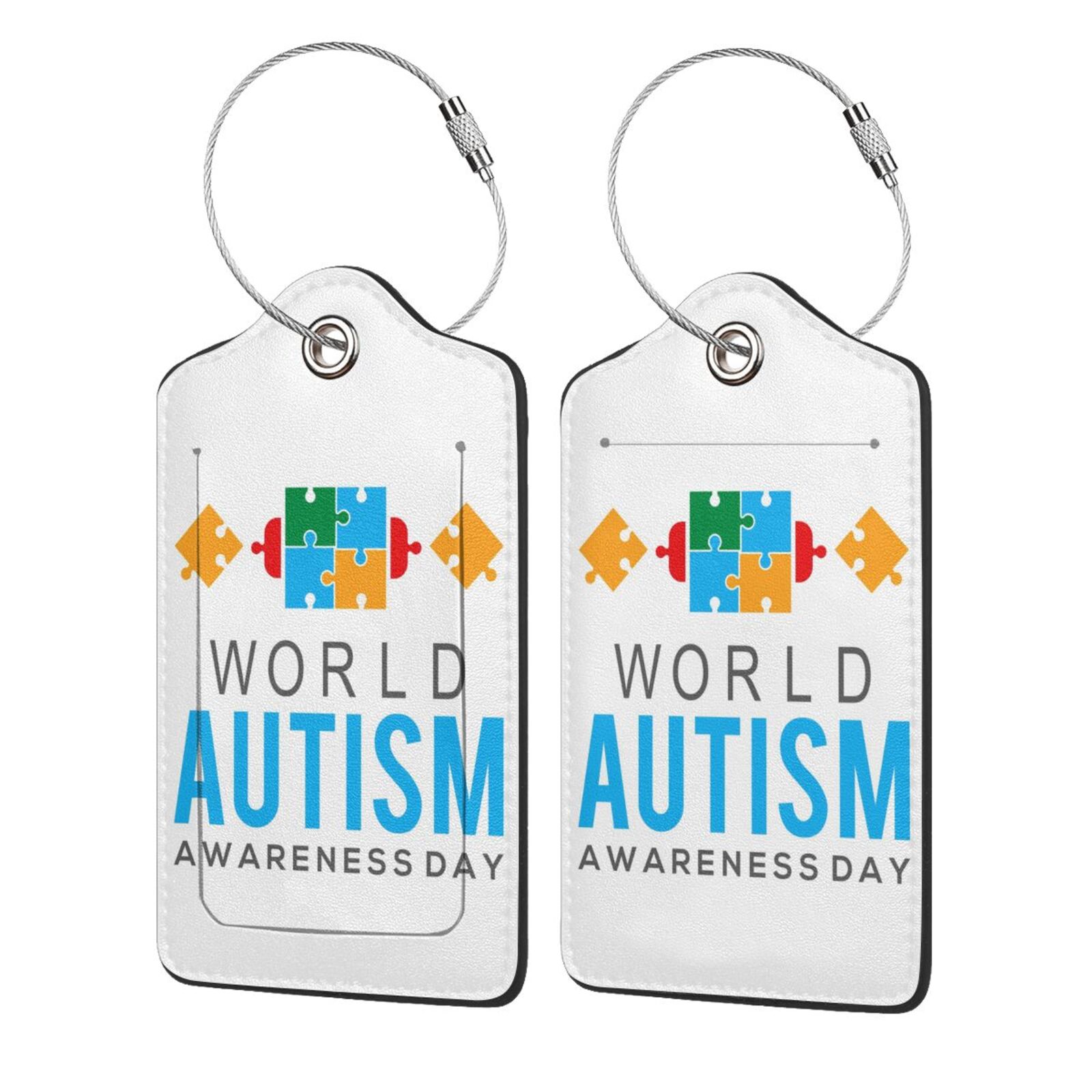Autism Awareness Day Luggage Tags for Suitcase PU Privacy Cover ID ...