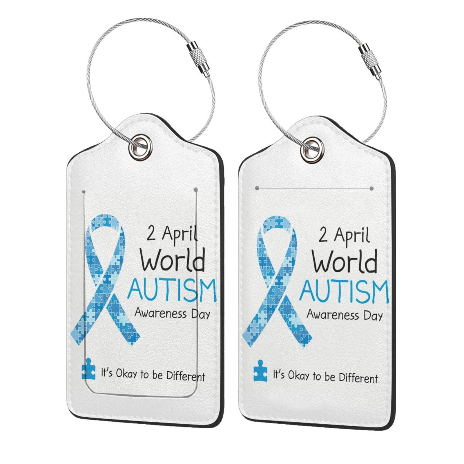 Autism Awareness Day Luggage Tags for Suitcase PU Privacy Cover ID ...