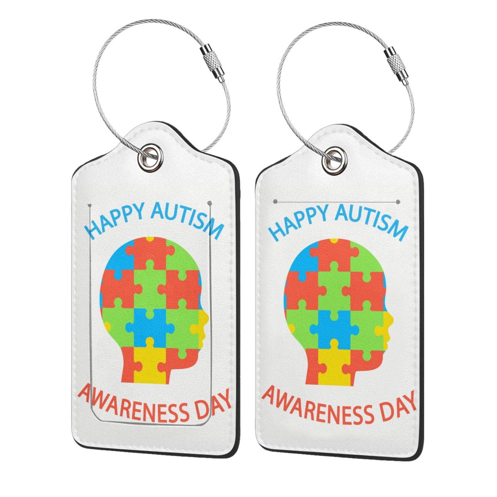 Autism Awareness Day Luggage Tags for Suitcase PU Privacy Cover ID ...