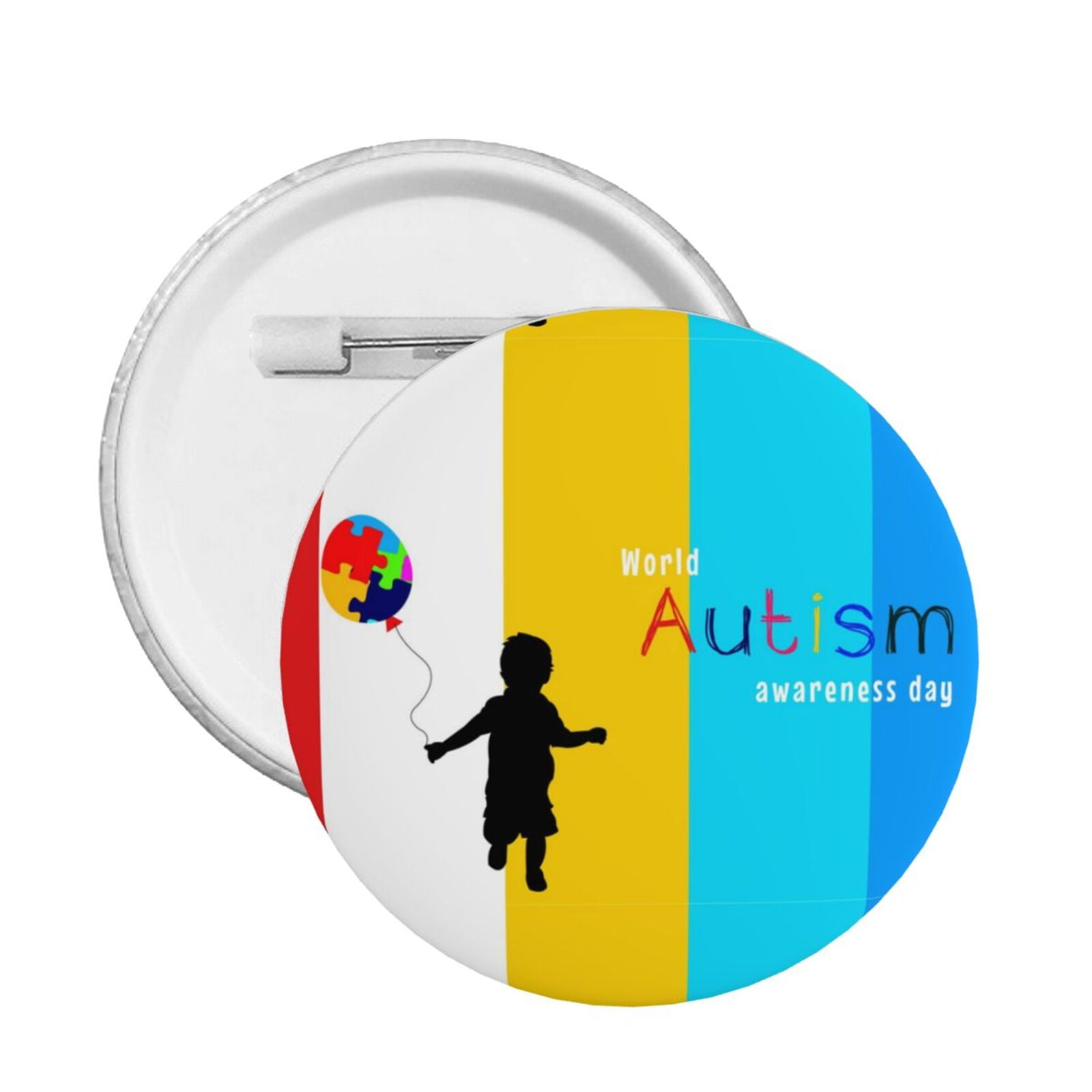 Autism Awareness Day Month Pin Button Badge, Personalised Button Metal ...