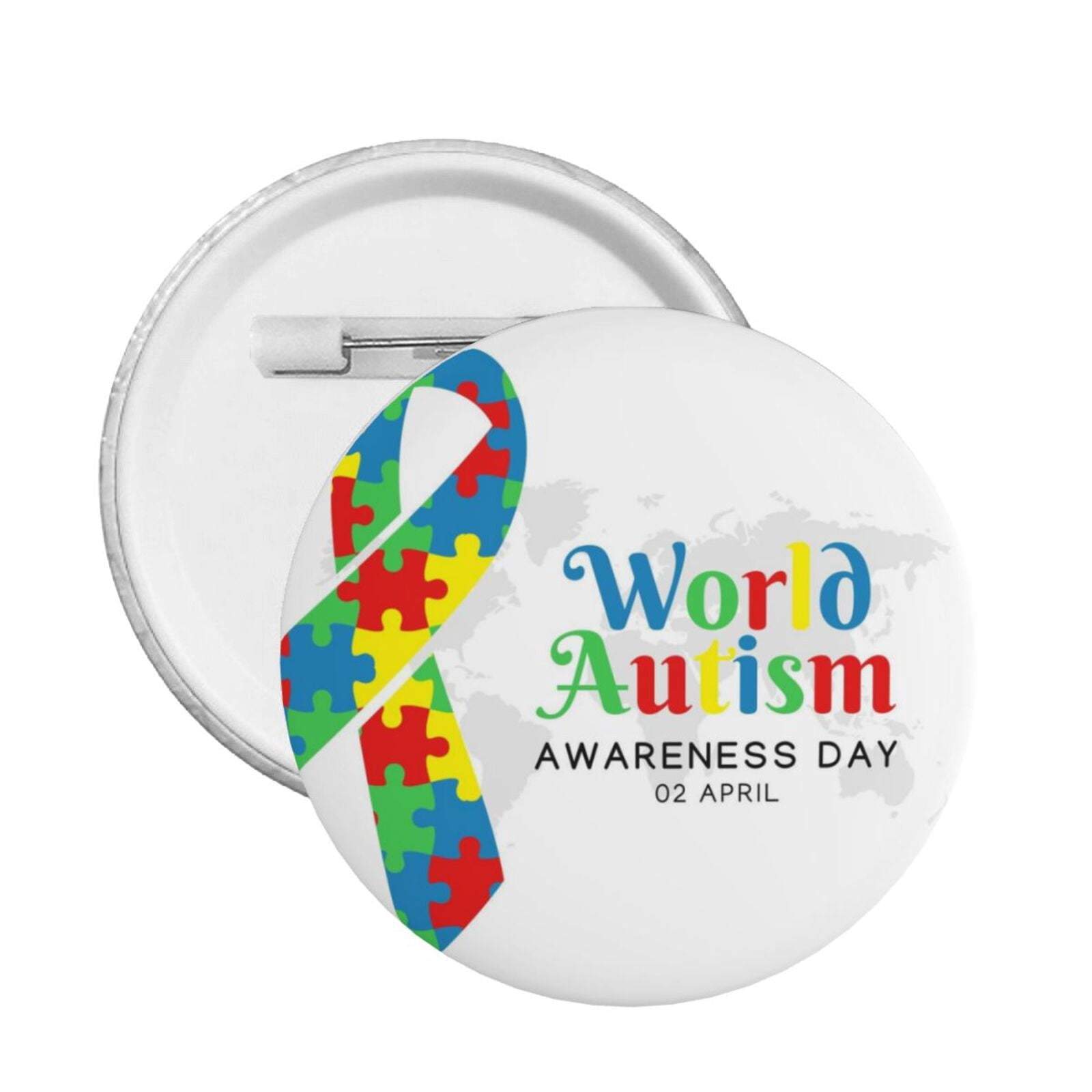 Autism Awareness Day Month Pin Button Badge, Personalised Button Metal ...