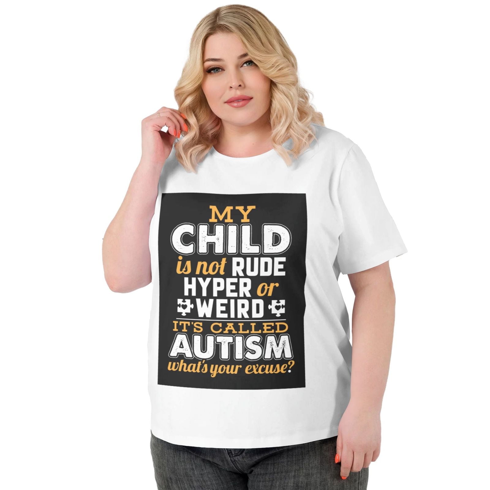Autism Awareness Day Month Women'S Plus-Size Short Sleeve Crew Neck Tee ...