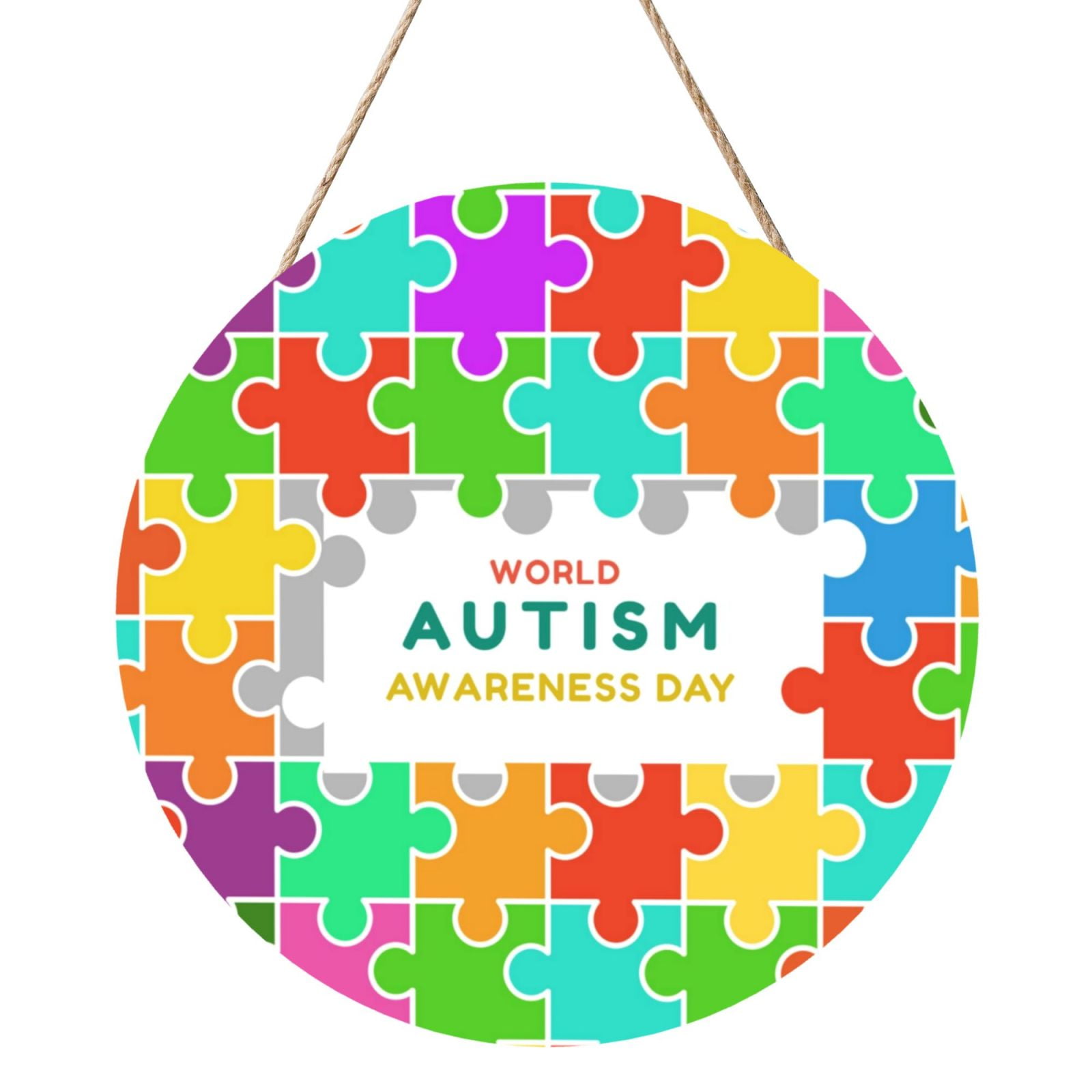 Autism Awareness Day Month Wooden Hanging Sign Ornament Welcome Sign ...