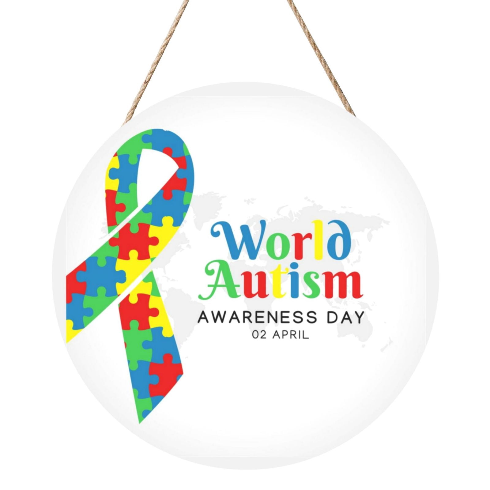 Autism Awareness Day Month Wooden Hanging Sign Ornament Welcome Sign ...
