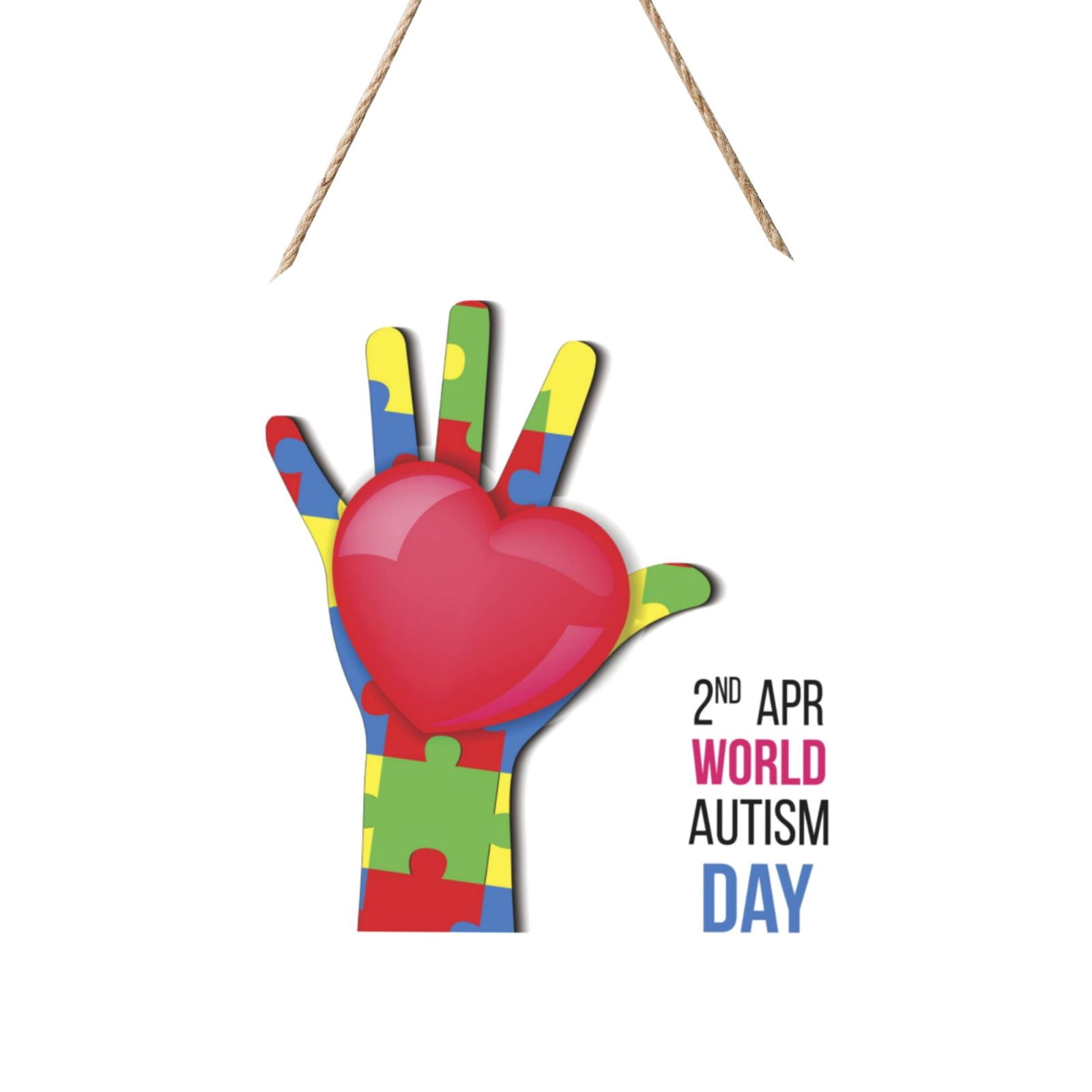 Autism Awareness Day Month Wooden Hanging Sign Ornament Welcome Sign ...