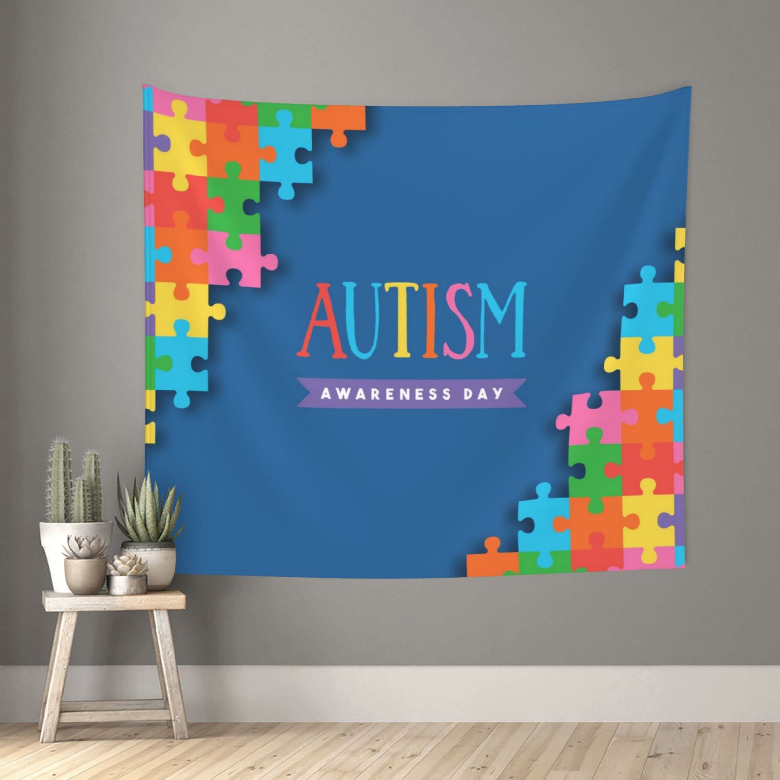 Autism Awareness Day Tapestry Banner Backdrop Flag Background ...