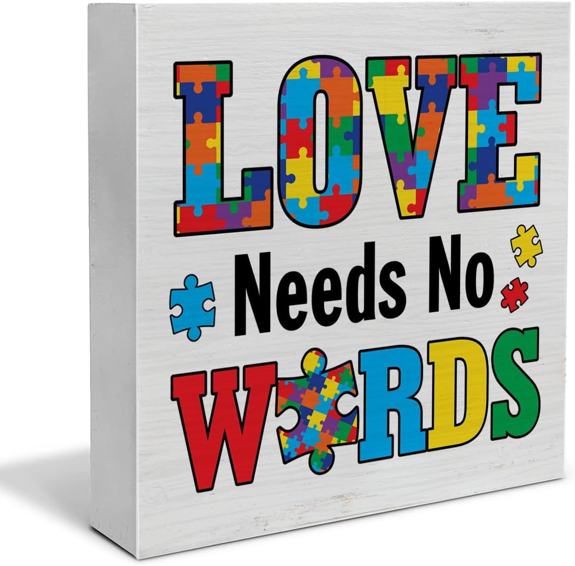 Autism Awareness Decorations Love Needs No Words Wooden Sign Home ...