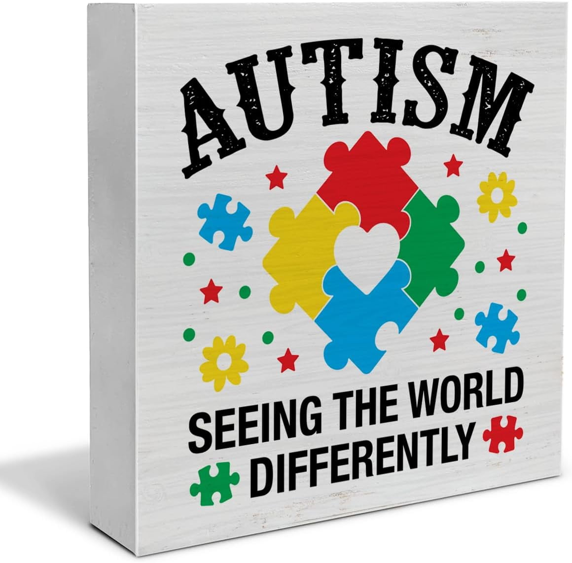 Autism Awareness Decorations Autism Seeing the World Differently Wooden ...